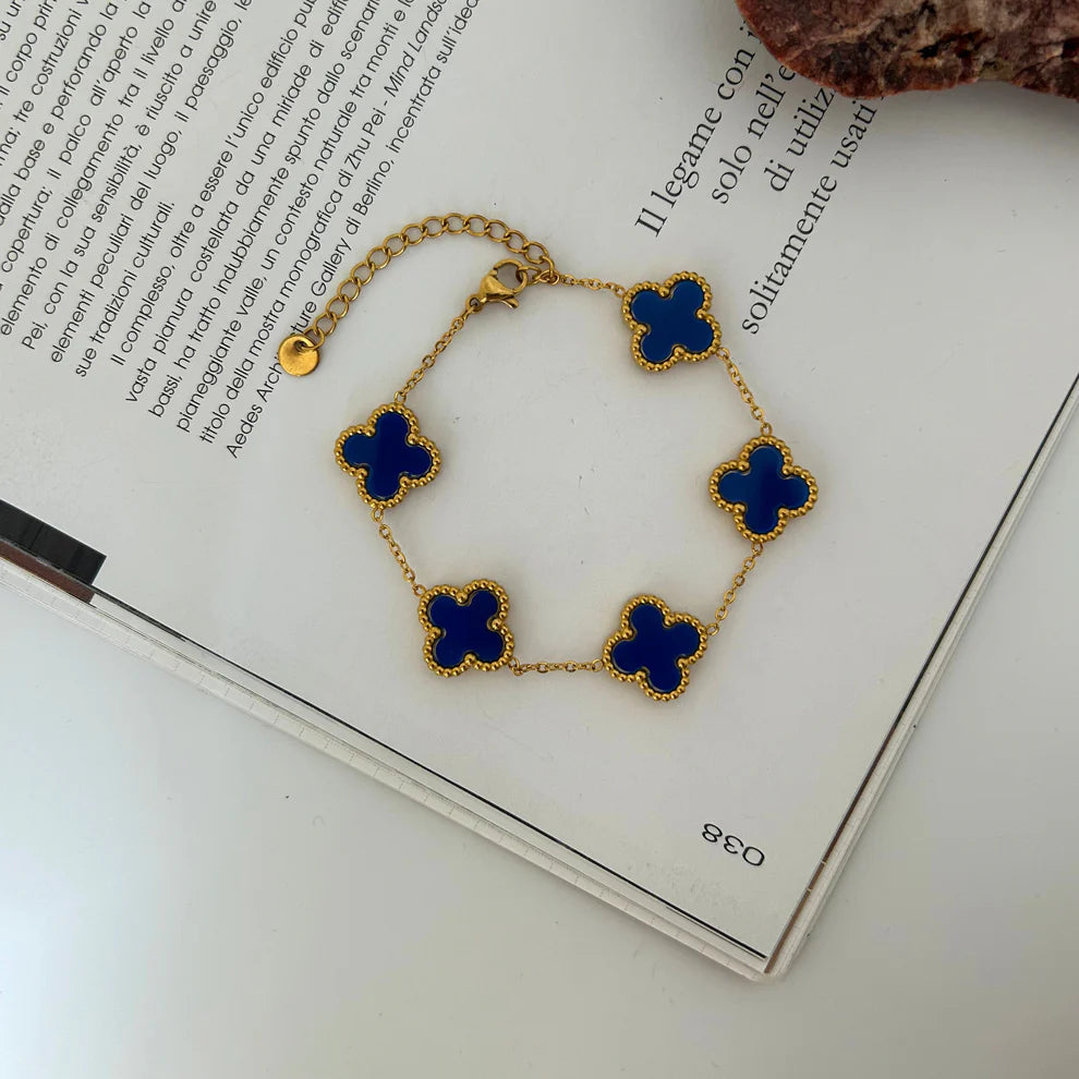 Flower Design Anti Tarnish Clover blue Bracelet – Glossy Lust