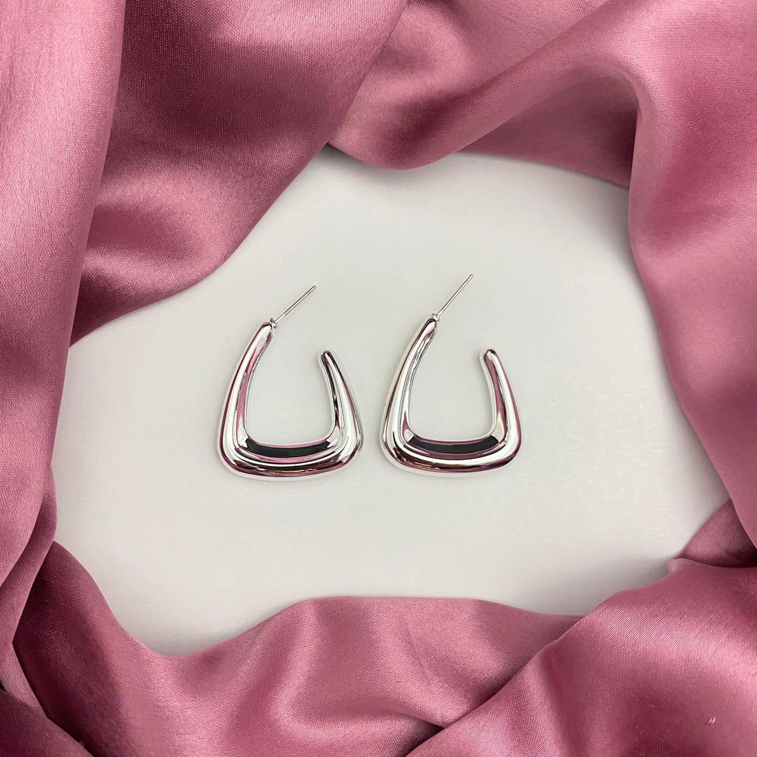 Trendy Silver Drop Korean Hoop Earring – Glossy Lust